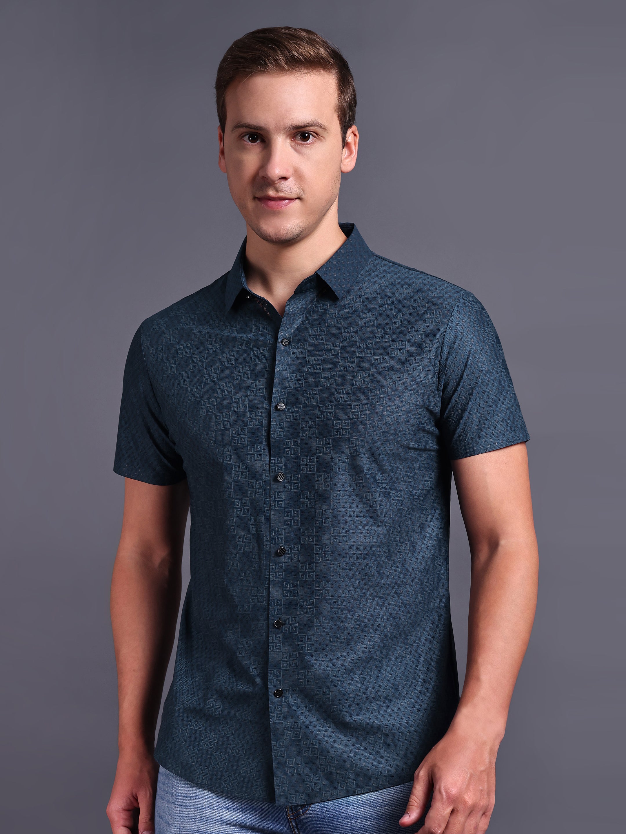 Alaskan Blue Stretchable Imported Shirt