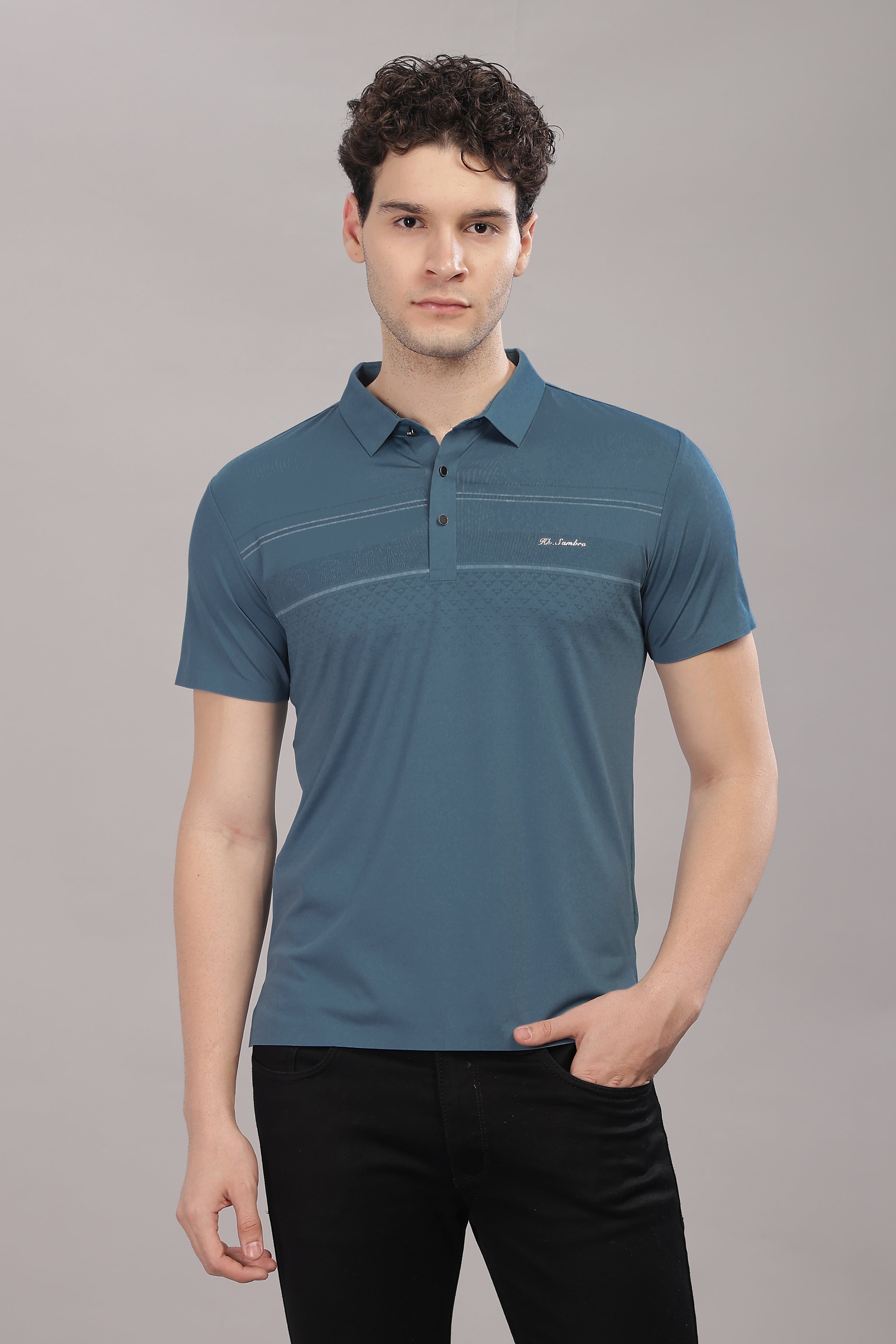 Blue Stretchable Imported T Shirt